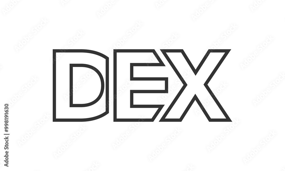DEX logo design template with strong and modern bold text. Initial ...