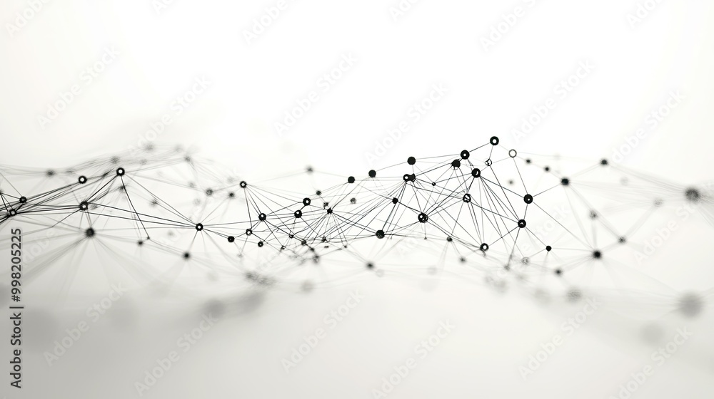 Futuristic tech network with a web of connecting dots and lines forming ...