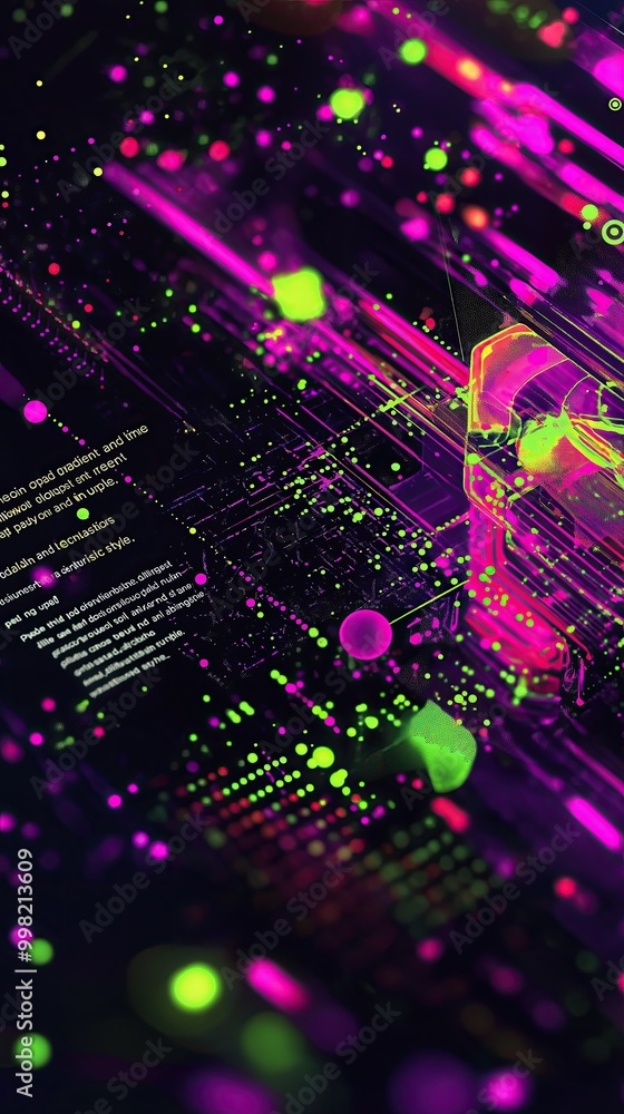 Neon glitch effect with abstract particles A futuristic glitch effect ...