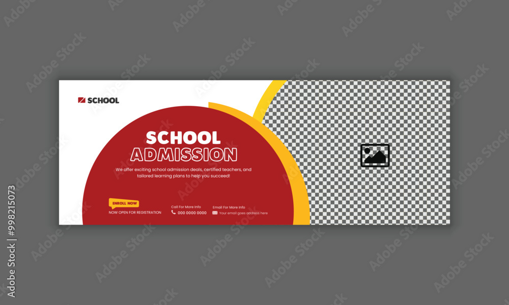 Back-to-school Facebook cover and web banner template, school admission ...