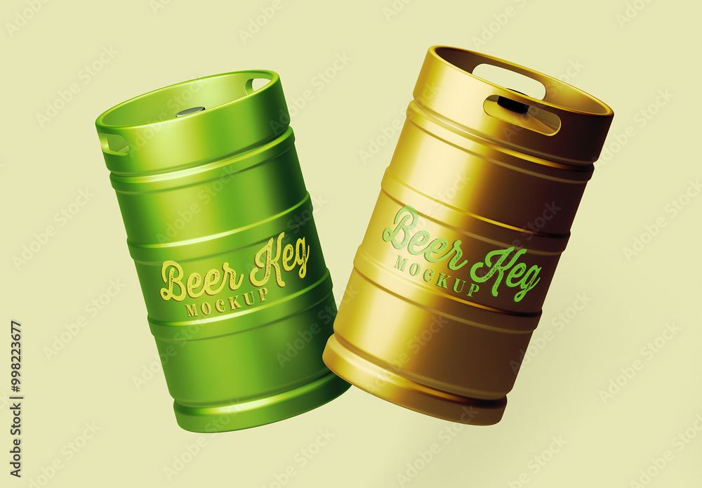 Two Beer Kegs Displayed in a Mockup for Product Packaging Stock ...