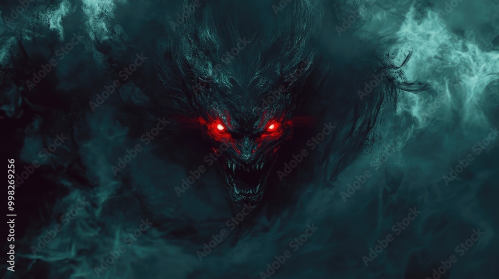 Menacing figure with red eyes in dark surroundings Wild and imaginative ...