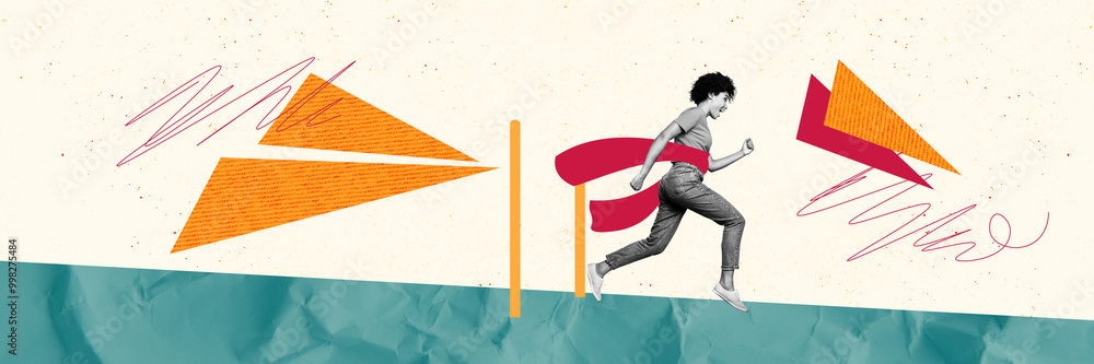 Composite trend artwork sketch image photo collage of young woman ...