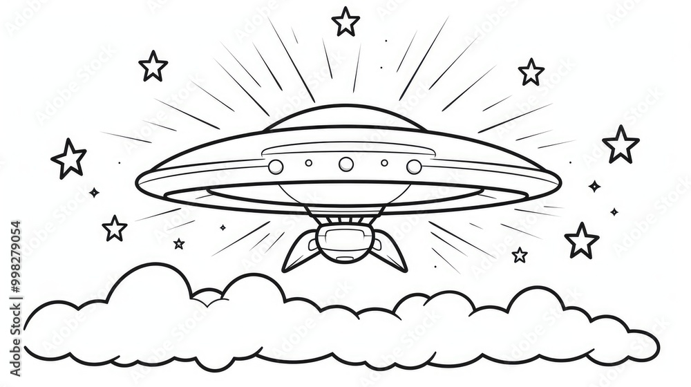 ufo outline for coloring page illustration Stock Illustration | Adobe Stock