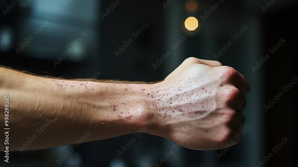 The hands and skin were covered with red rashes,generated with AI ...