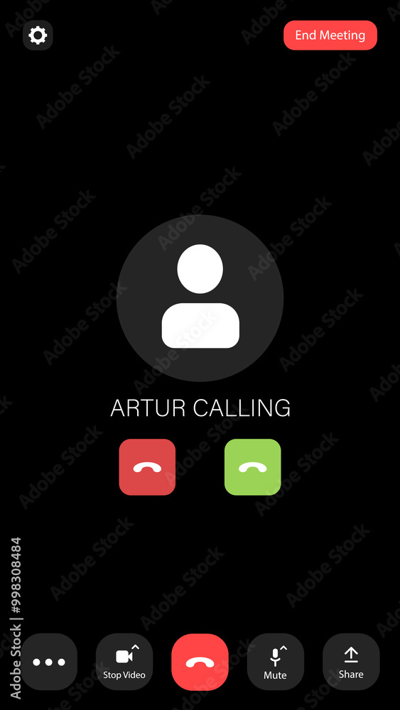 Video conference horizontal phone interface UI, video conference calls ...