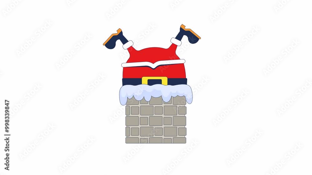 Stuck Santa upside down chimney 2D character animation. St Nicholas ...