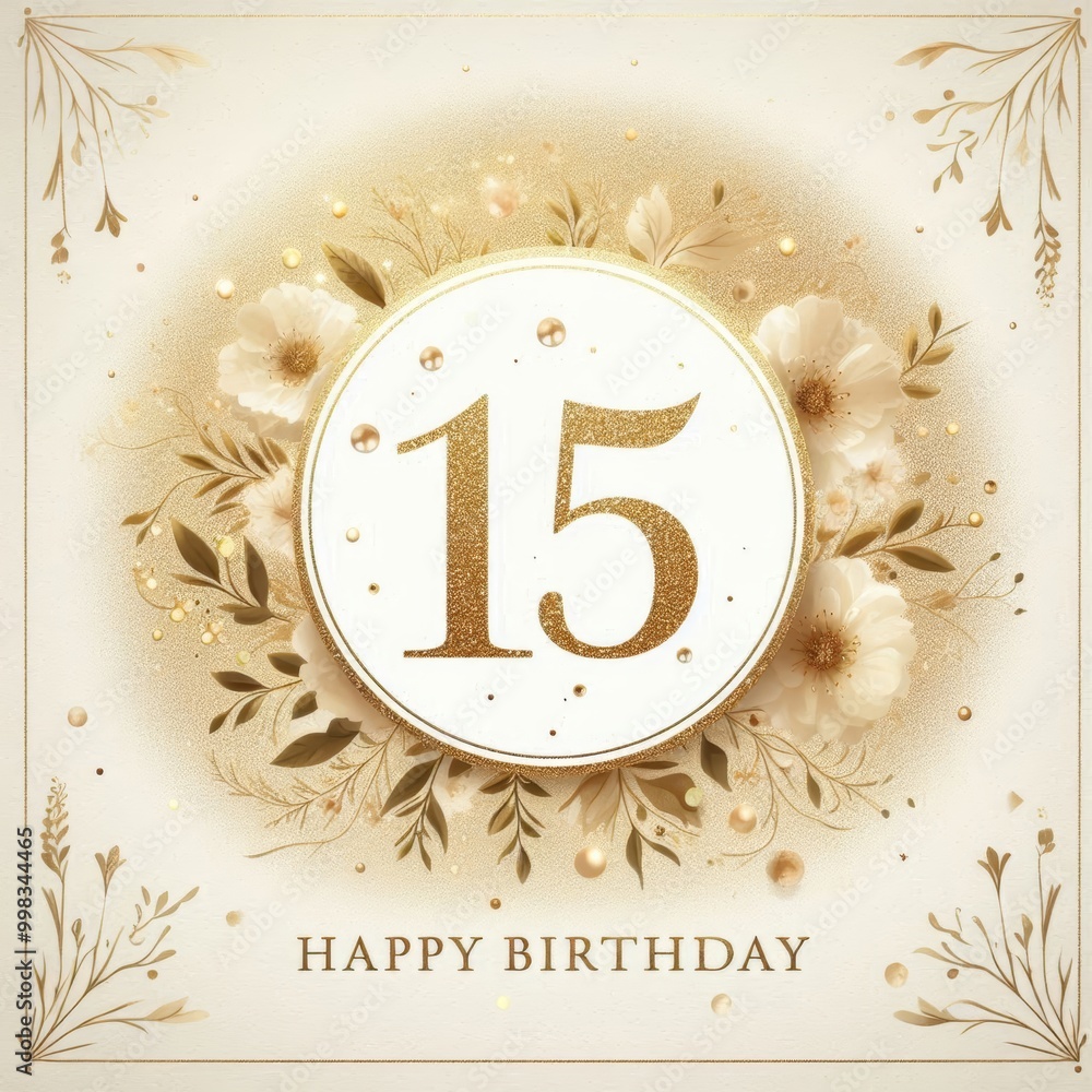 Elegant birthday card design with gold details and floral accents for a ...