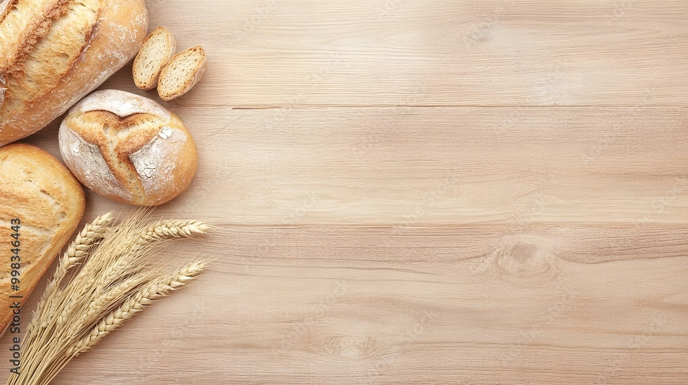 Artistic Whole Wheat Bread Still Life - Rustic Wooden Surface with ...
