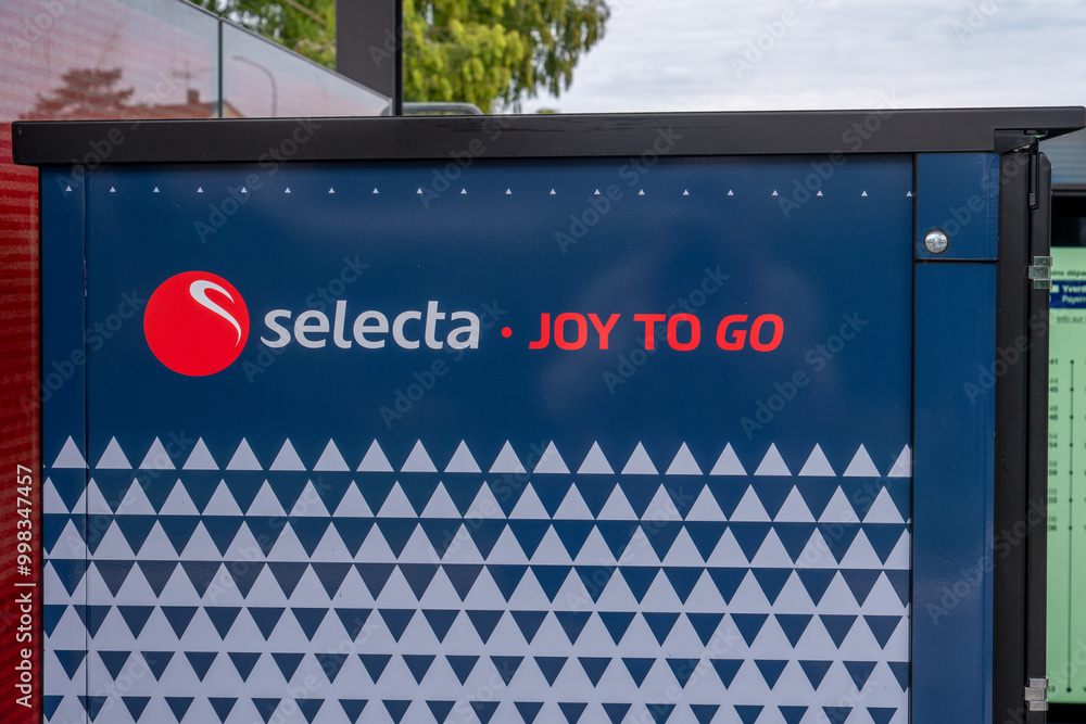 Payerne, Switzerland - September 25, 2024 : logo and signs of Selecta ...