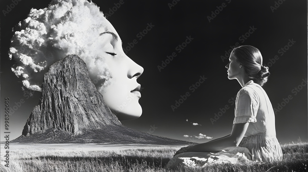 Contemplative Serenity, a moment of stillness and reflection, embracing ...