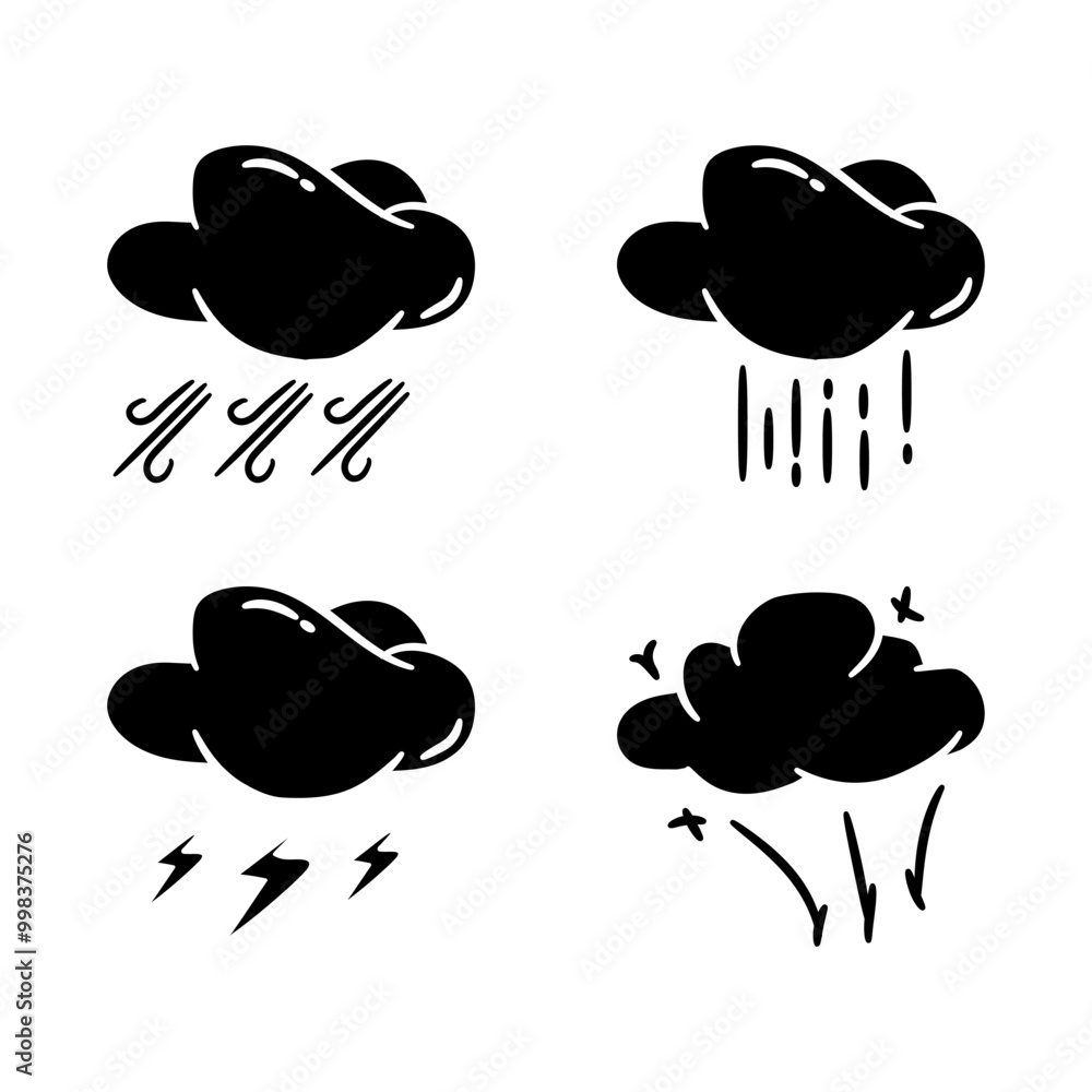 Complete collection of cloud silhouettes, thundercloud silhouettes ...