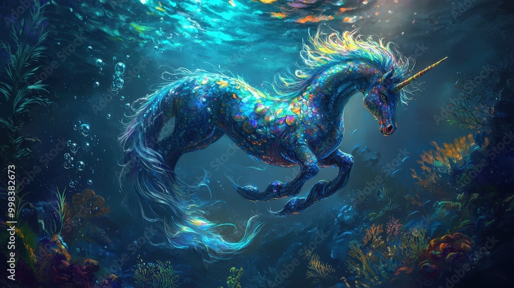 Magical Sea Horse: Design a fantastical sea horse with iridescent ...