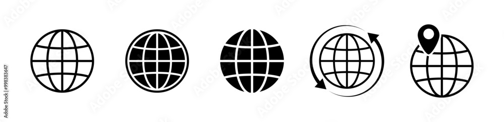 World icons set. World planet earth icon collection. Globes with world ...