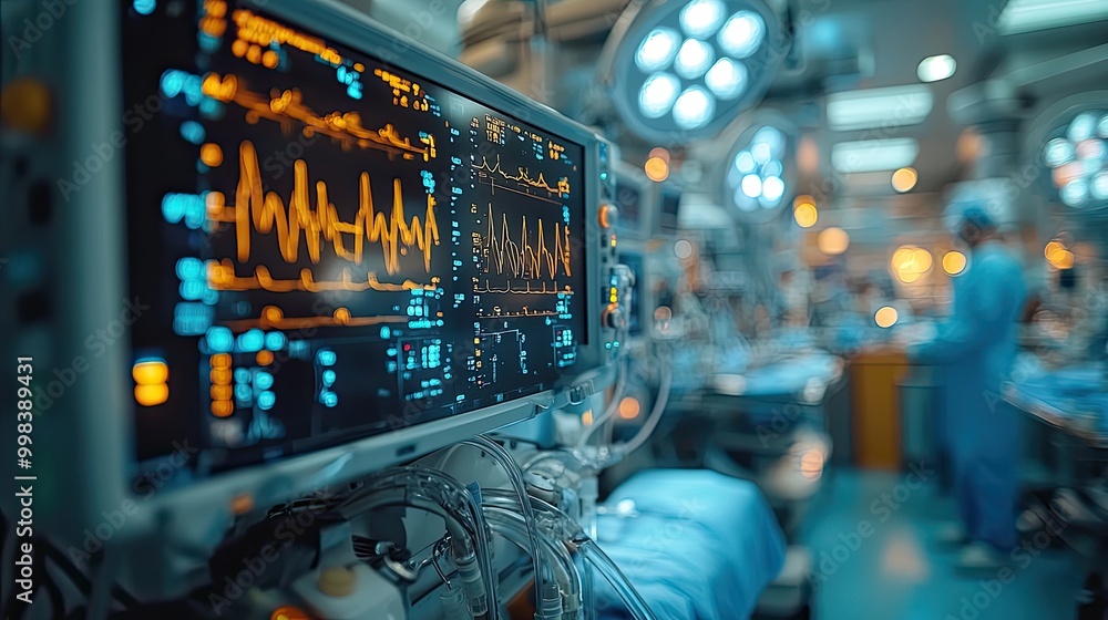 Modern medical devices in an operating room, specialized for ...