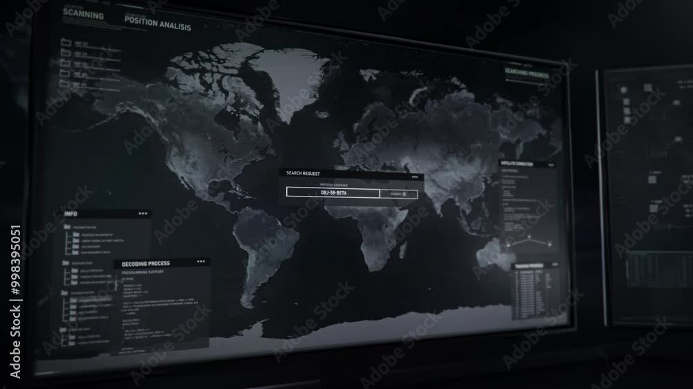 Futuristic satellite network searching for the target gps position on ...