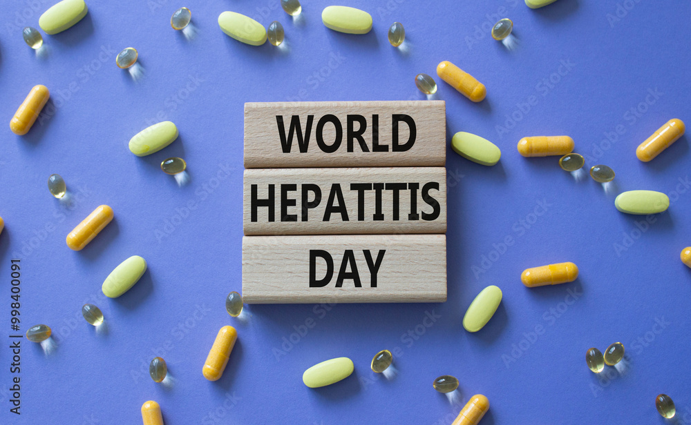 World Hepatitis Day symbol. Concept words World Hepatitis Day on wooden ...