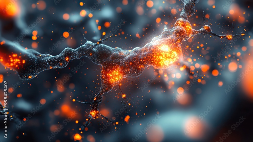 AI neural networks analyze big data, visualizing the connection of neurons to datasets in a deep ...