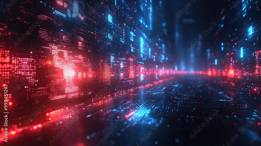 An abstract technology background featuring big data and digital screen ...