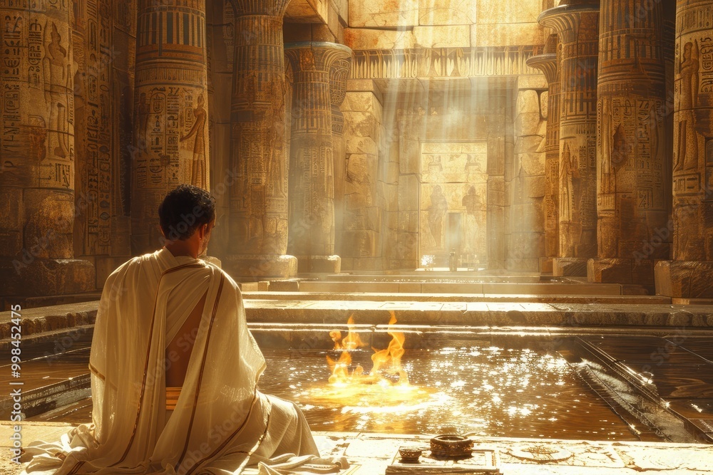 Zoroastrian Priest in Fire Temple A Zoroastrian priest tending to the ...