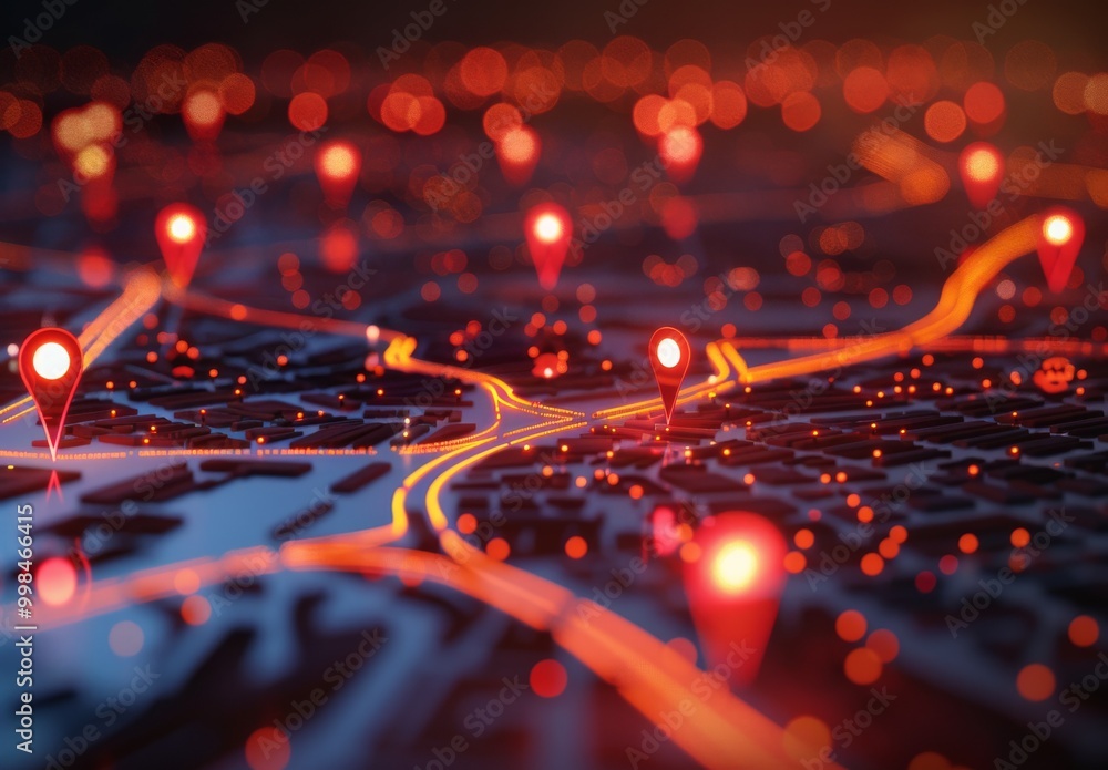 3d gps map pin. City direction app marker. Route pointer sign. Road ...