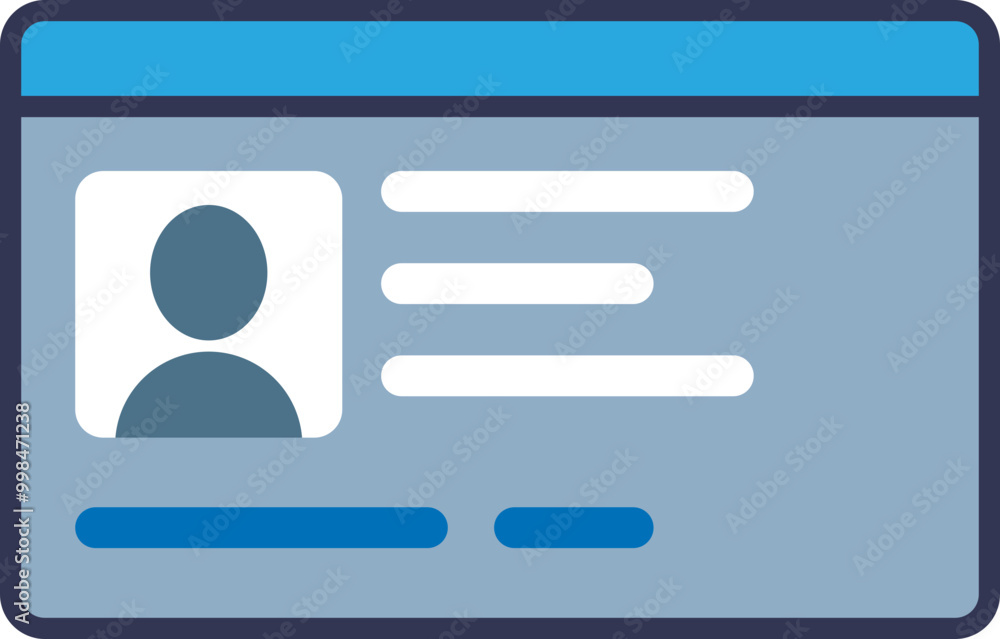 Illustration of an ID card with a photo placeholder, text lines, and a ...