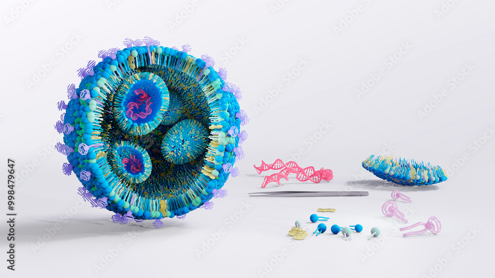 Lipid nanoparticle (LNP) structure illustration. Lipid nanoparticles ...