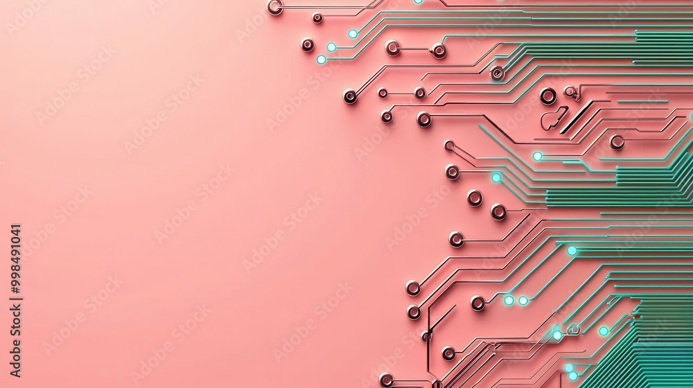 Simple circuit diagram with minimal elements, soft color, Tech ...