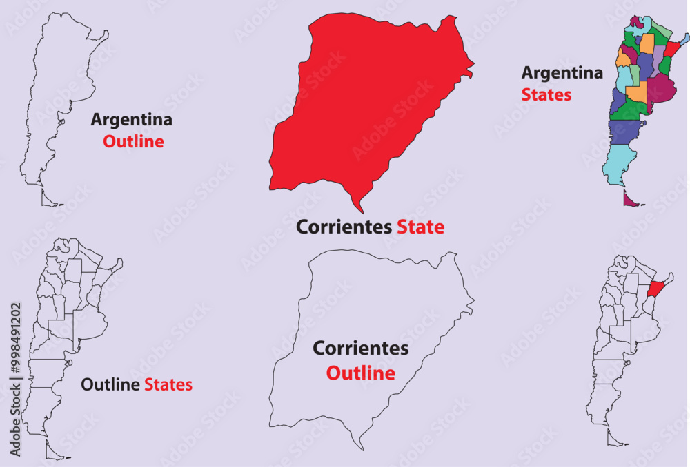Corrientes map vector of Argentina, Corrientes line map, Corrientes ...