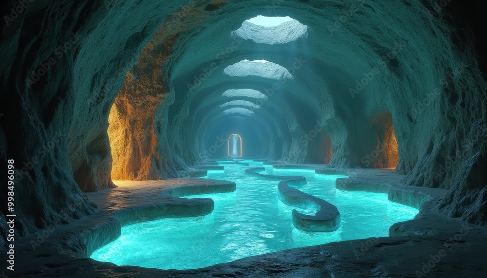 Photo & Art Print Explore a massive underground labyrinth, its walls ...