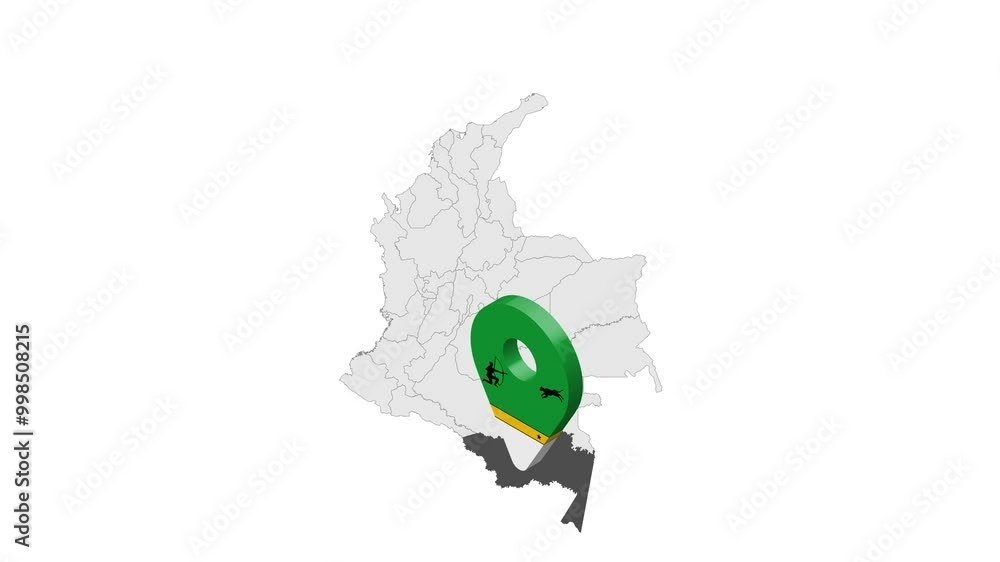 Location Amazonas Department on map Colombia. 3d Amazonas flag map ...