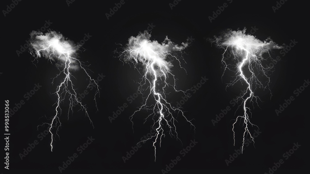 Lightning strikes animation on a sprite sheet depicts electric thunder ...