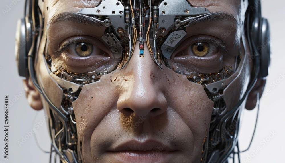 AI robot face transitioning into a human face, showcasing the eerie ...