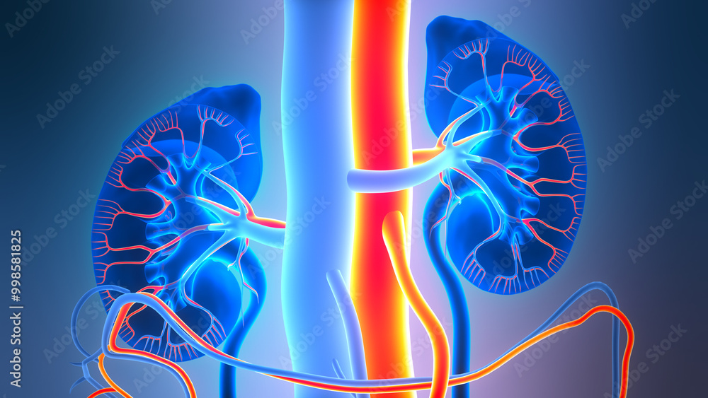 Human Urinary System Kidneys Anatomy Stock Illustration | Adobe Stock