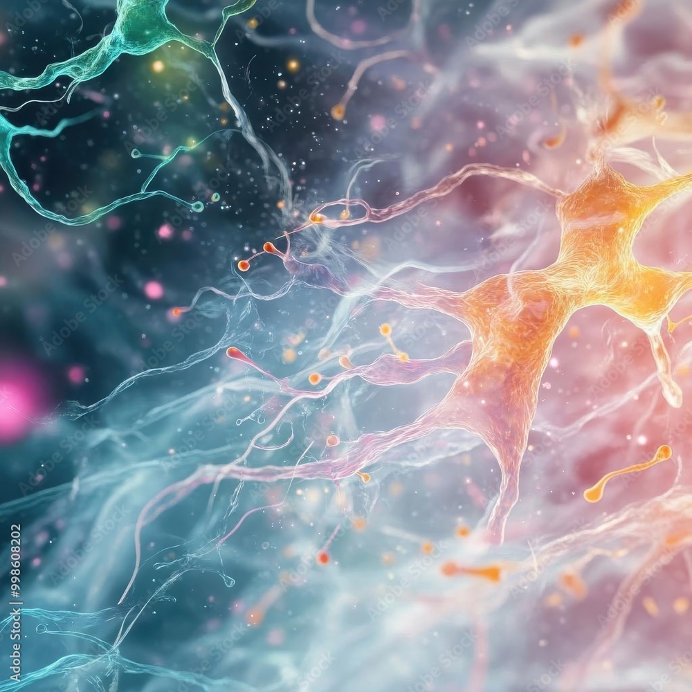 ภาพประกอบสต็อก Graphene-based brain implant interacting with neural ...