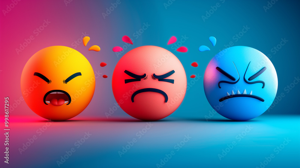 Ilustração do Stock: Angry Emojis 3D Render: Three 3D rendered emojis ...