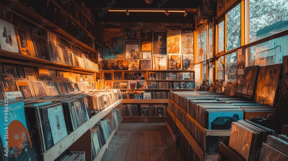 nostalgic vinyl haven cozy retro record shop interior with ...