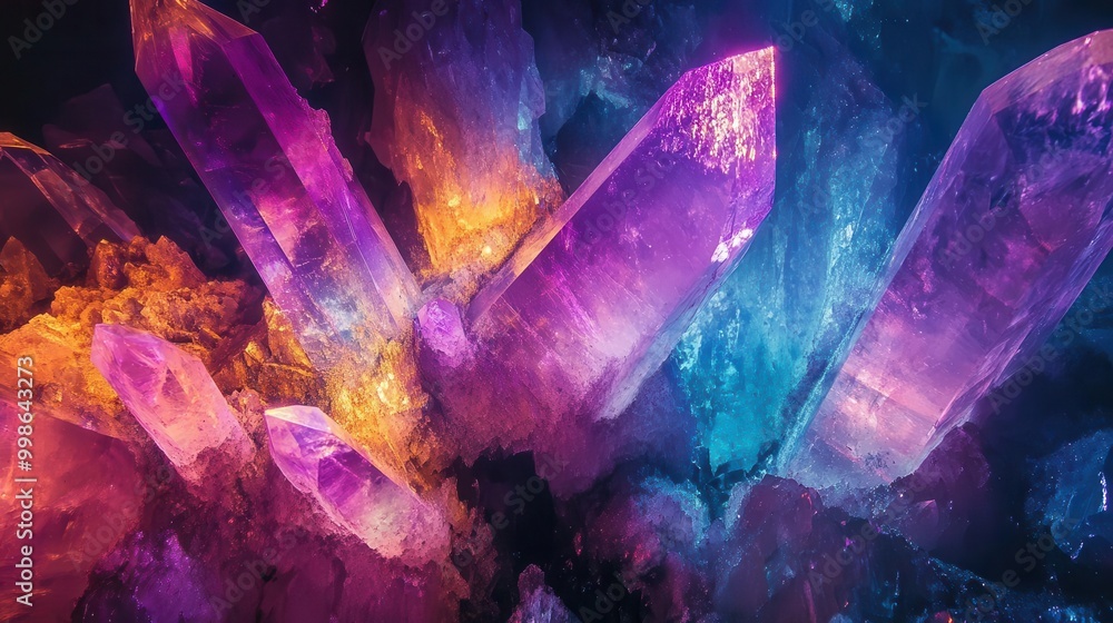 otherworldly crystal formation pulsing with internal bioluminescence ...