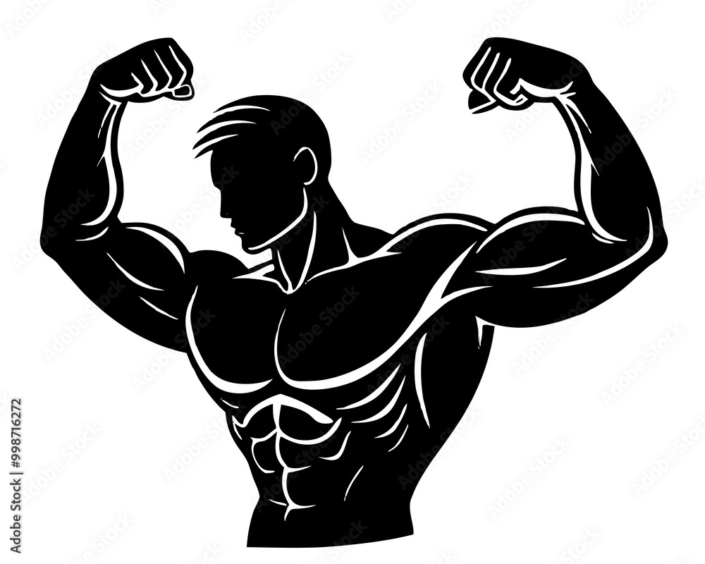 Vetor de strong arm flex silhouette vector,Gym silhouette,strength and ...