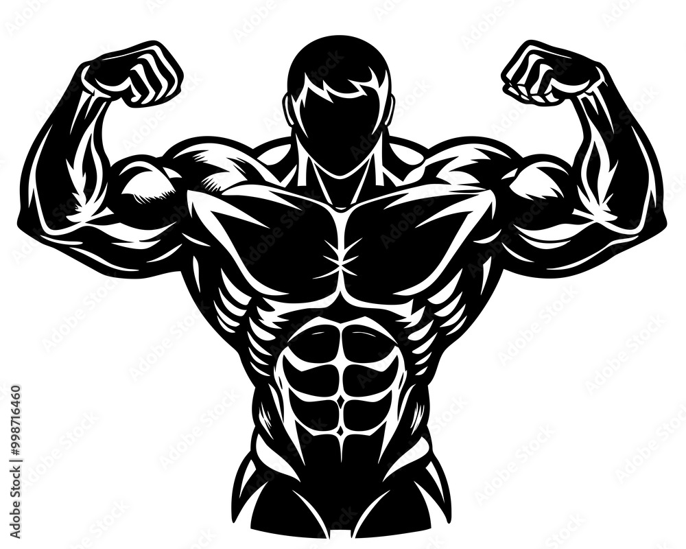 Vetor de strong arm flex silhouette vector,Gym silhouette,strength and ...