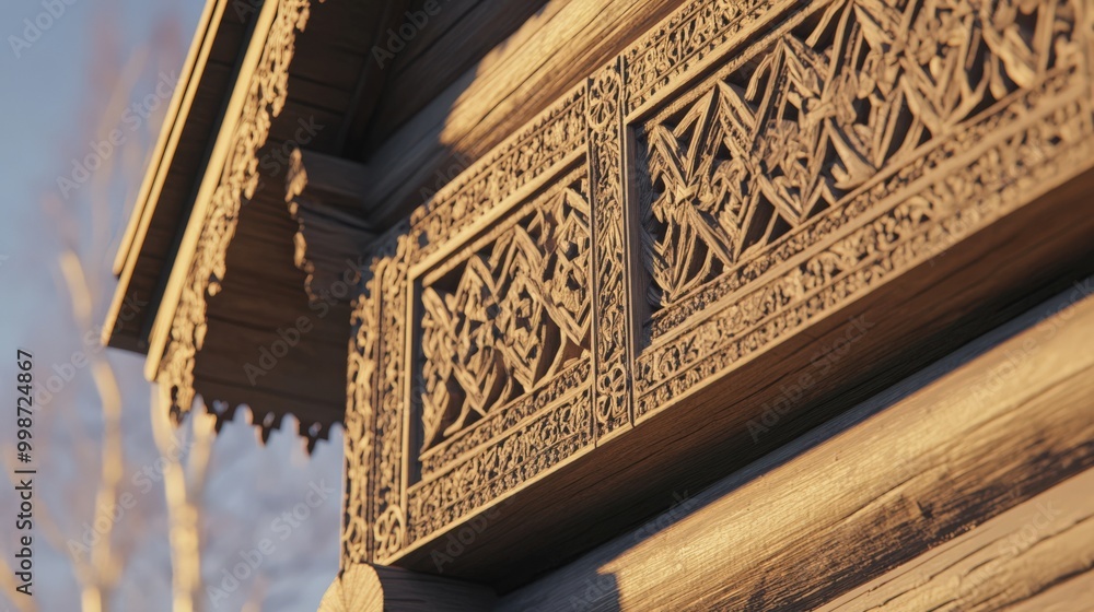 Traditional russian wooden architecture with intricate carvings for ...