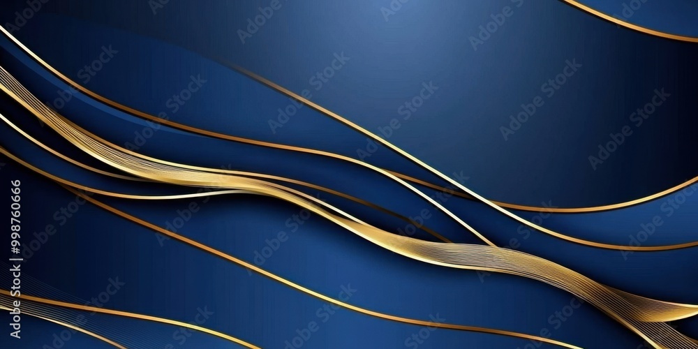 Blue background with golden lines, a simple and elegant style The blue ...