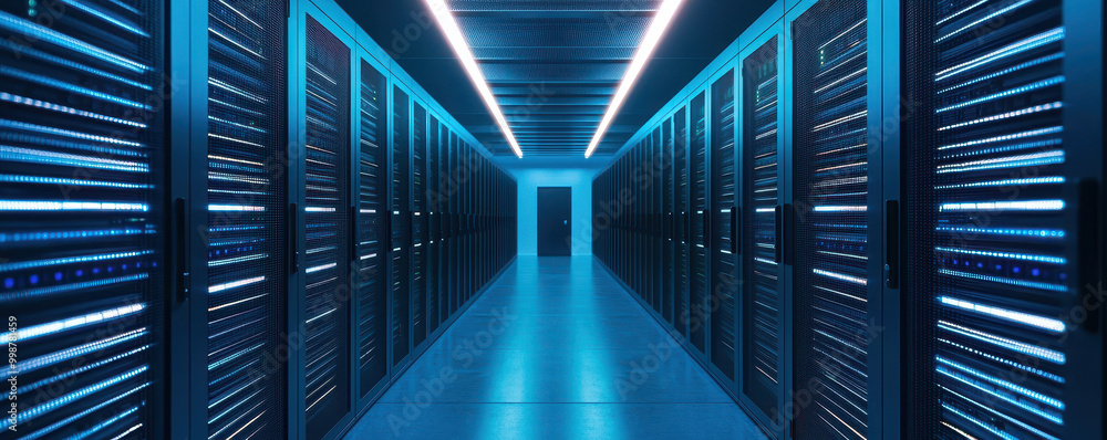 secure server room featuring advanced cybersecurity technology ...