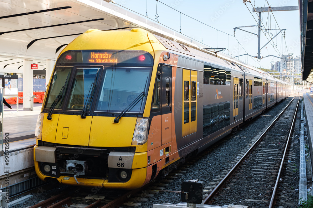 An A set train running Sydney Train services stopping at platform of ...