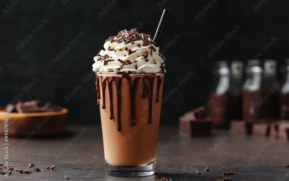 Decadent chocolate frappe with fluffy whipped cream, thick chocolate ...