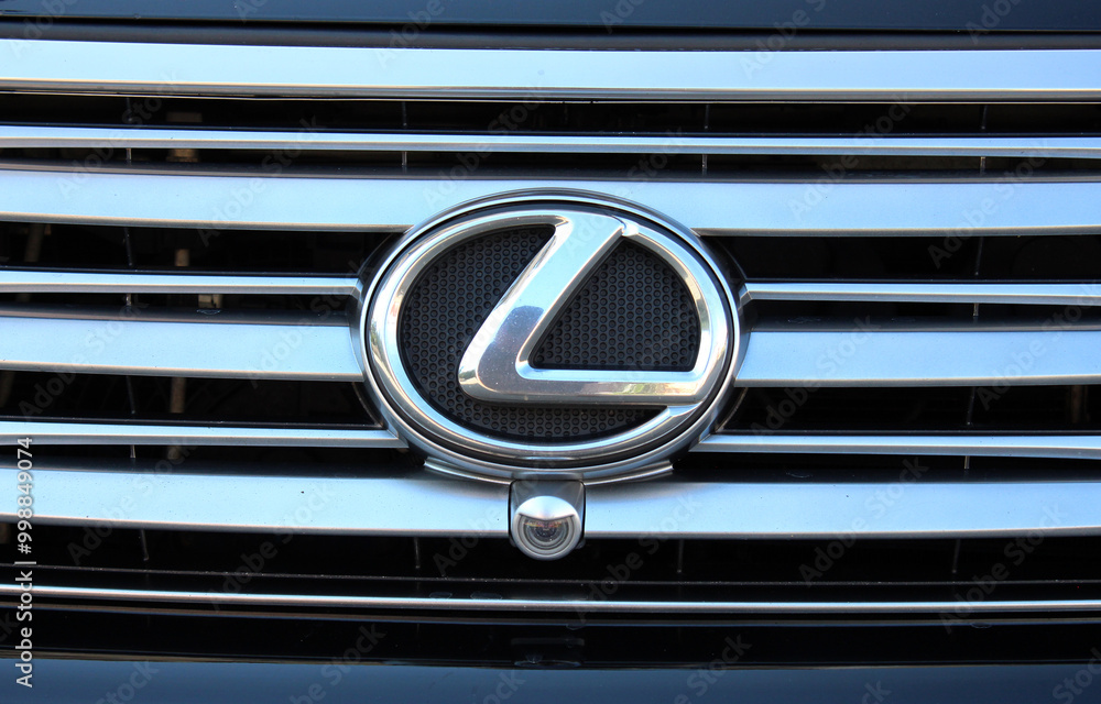 Vinnytsia, Ukraine; September 24, 2024. Black Lexus GX 460 logo and ...