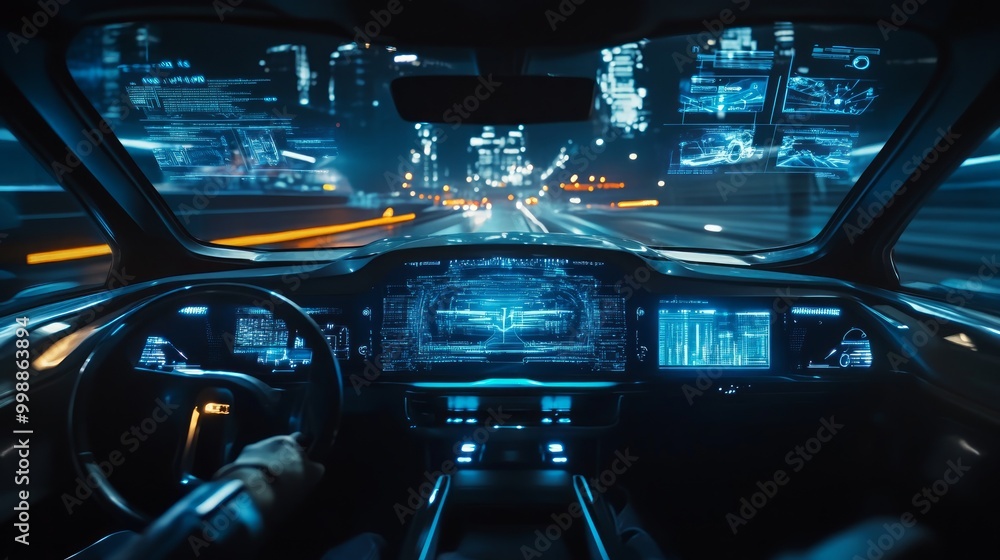 futuristic vehicle and graphical user interface(GUI). intelligent car ...