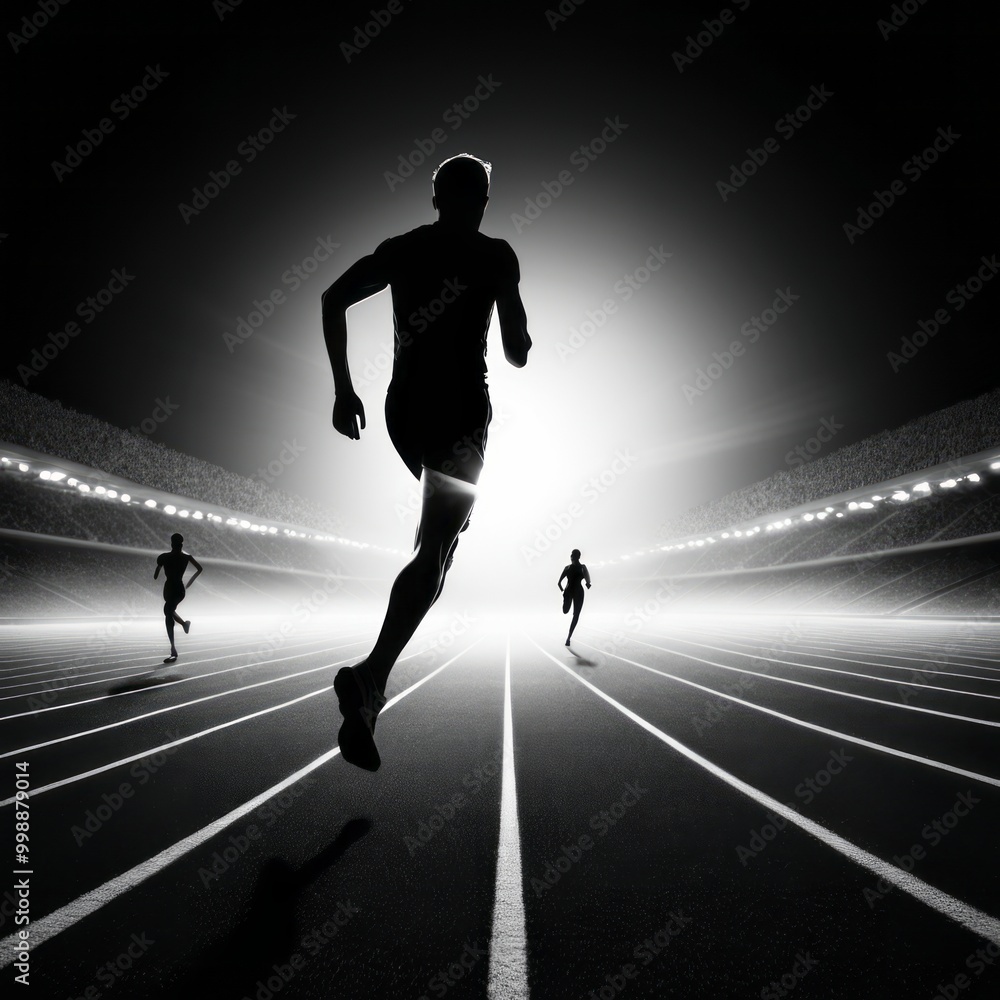 100 meter run sequence of a person running on a running track 3d ...