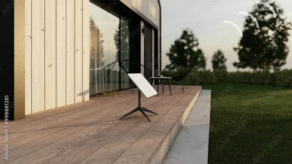 Starlink dish terrestrial receiver receiving starlink satellite signal ...