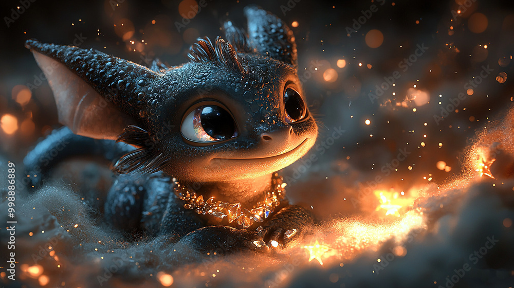 Illustrazione Stock A digital painting of a toothless toothless ...